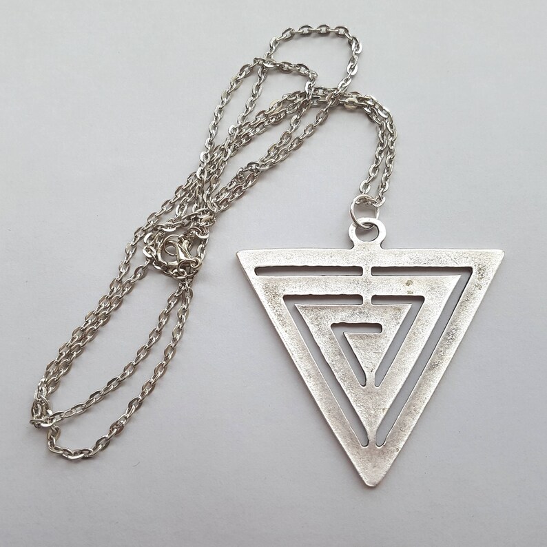 Big Silver Triangle Necklace Large Triangle Statement - Etsy UK