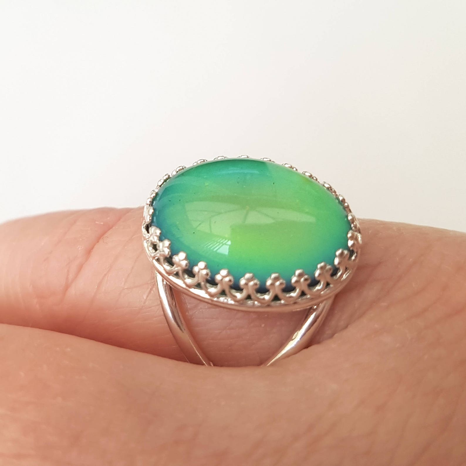 Sterling Silver Mood Ring Colour Changing Mood Stone Ring | Etsy