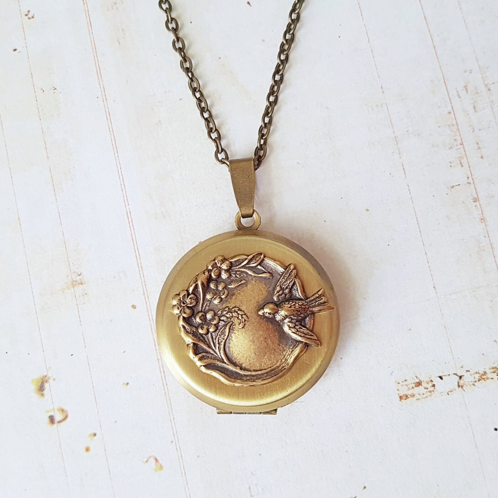 Vintage Silver Bird Locket Necklace With Antique Victorian - Etsy