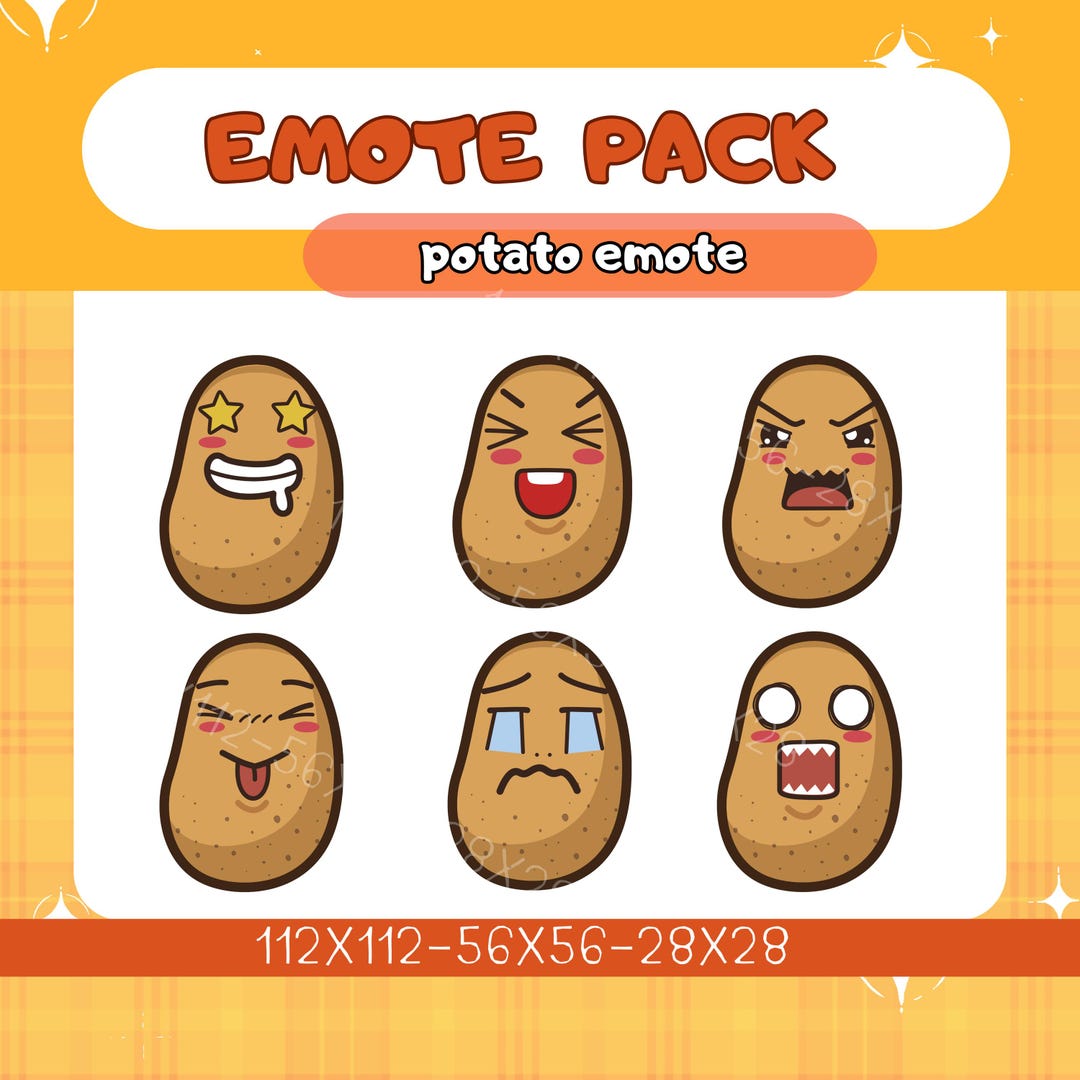Twitch Emote Pack, 6 Cute Potato ,funny, Potato Emote, Twitch Emote ...