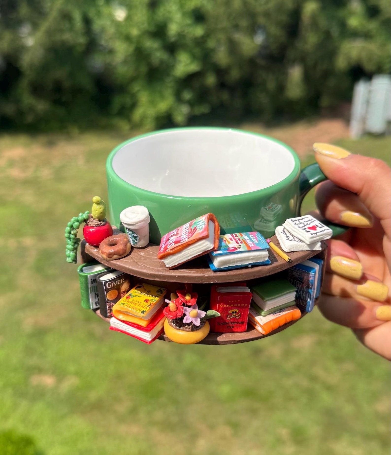 Handmade Bookshelf Coffee Mug: Polymer Clay Book Lover Gift ...