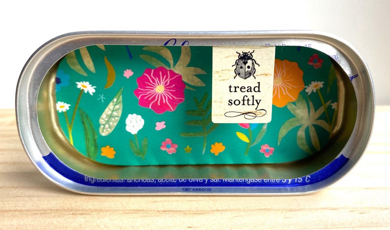 Sardine Tin Art Recycled Tin Repurposed Fish Can Tread Softly - Etsy