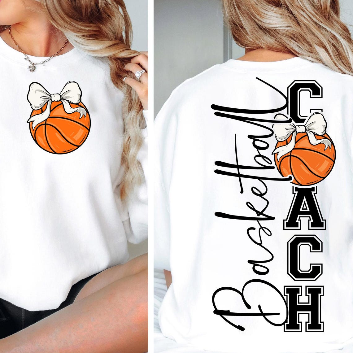 Basketball Coach SVG PNG, Coquette Bow Basketball Coach Png Game Day ...