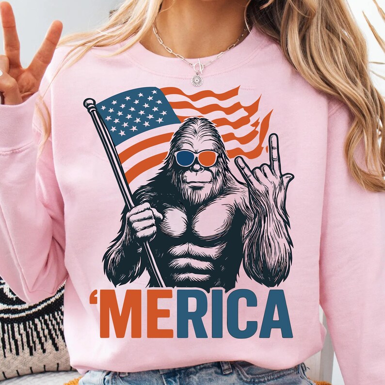 Bigfoot Merica SVG PNG, Rock American Flag Patriotic 4th of July Svg ...