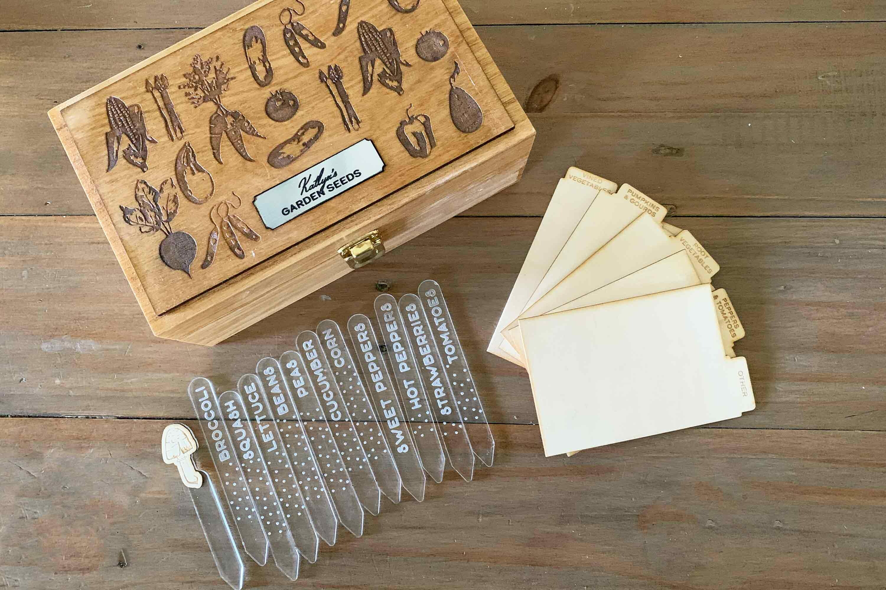 Personalized Garden Seed Box With Plant Stakes and Wooden Dividers - Etsy