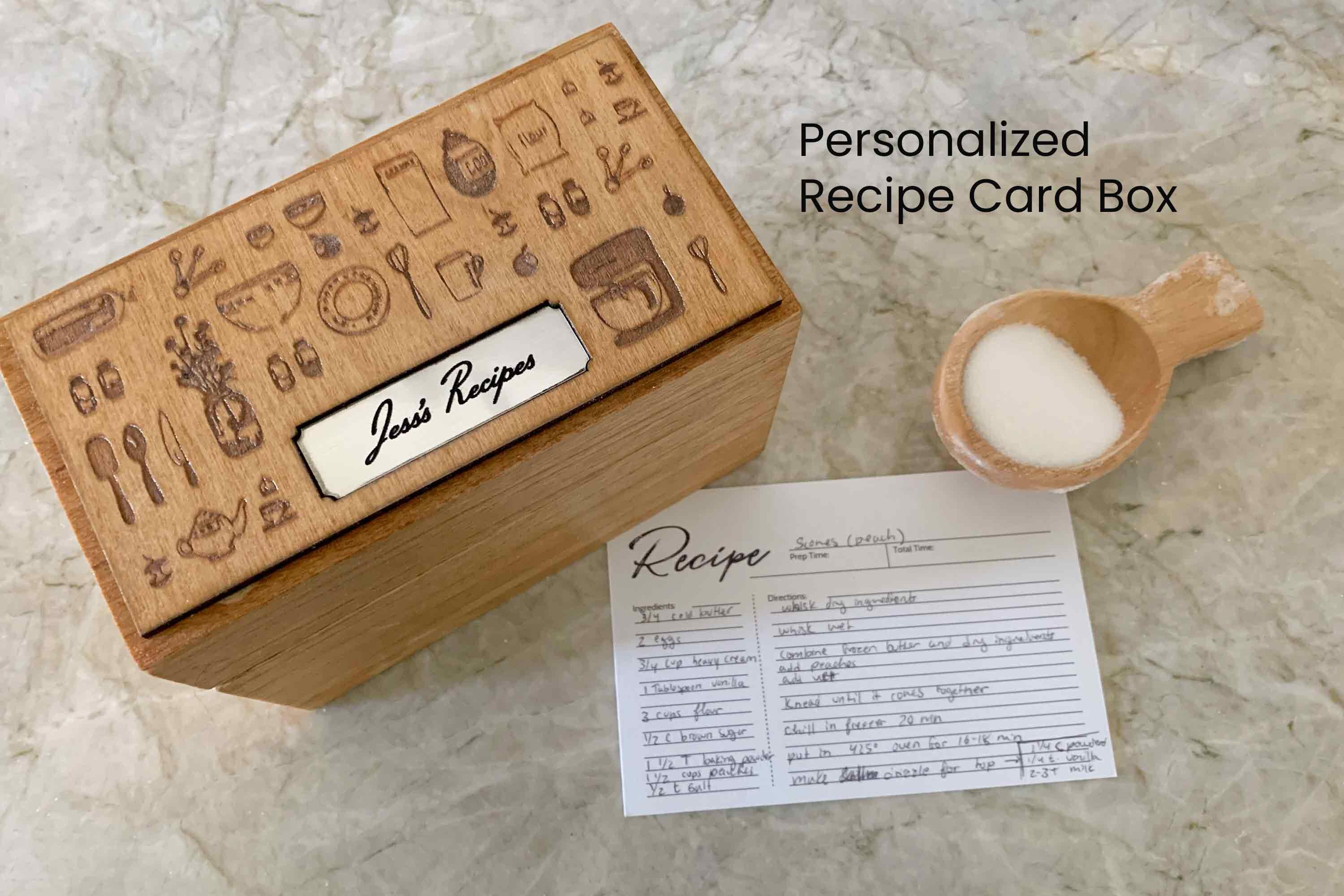 Personalized Recipe Card Box With Laser Etched Wooden Dividers - Etsy