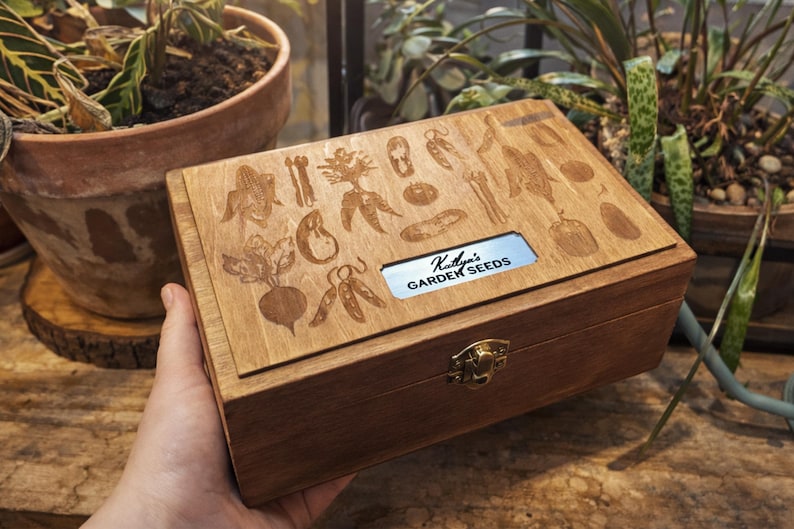 Personalized Garden Seed Box With Plant Stakes and Wooden Dividers - Etsy