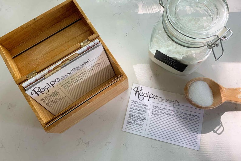 Personalized Recipe Card Box With Laser Etched Wooden Dividers - Etsy