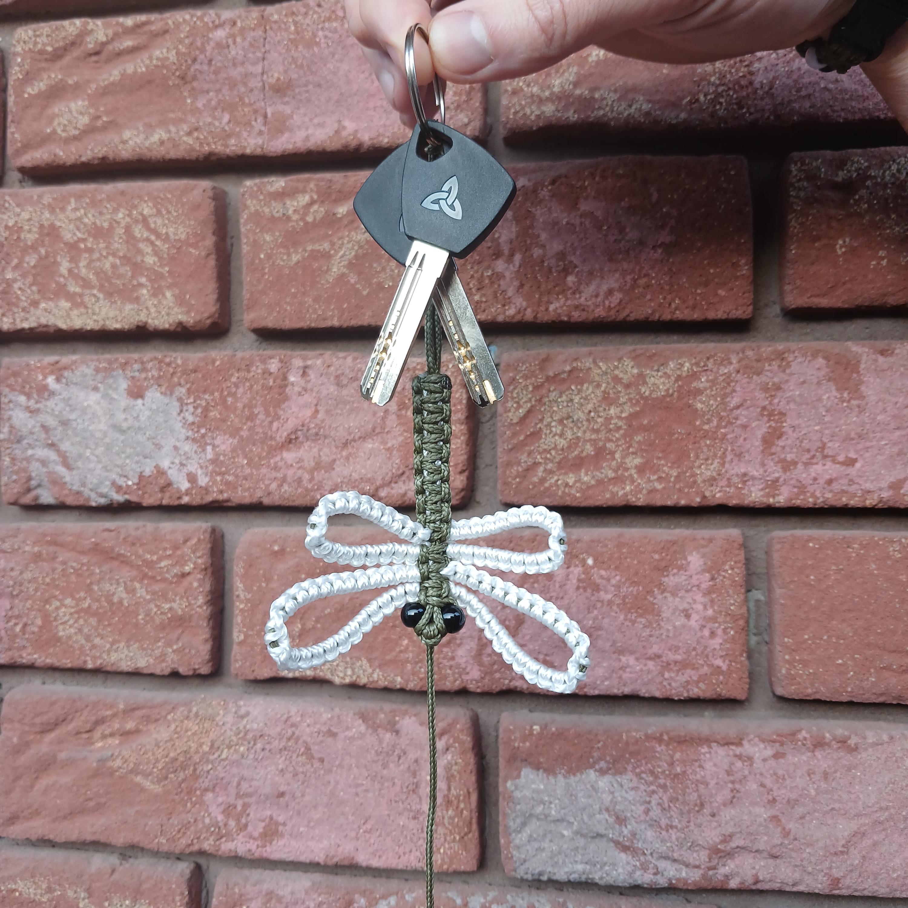 Dragonfly Keychain, Macrame Bag Charm, Handwoven Mom Keychain, Perfect ...