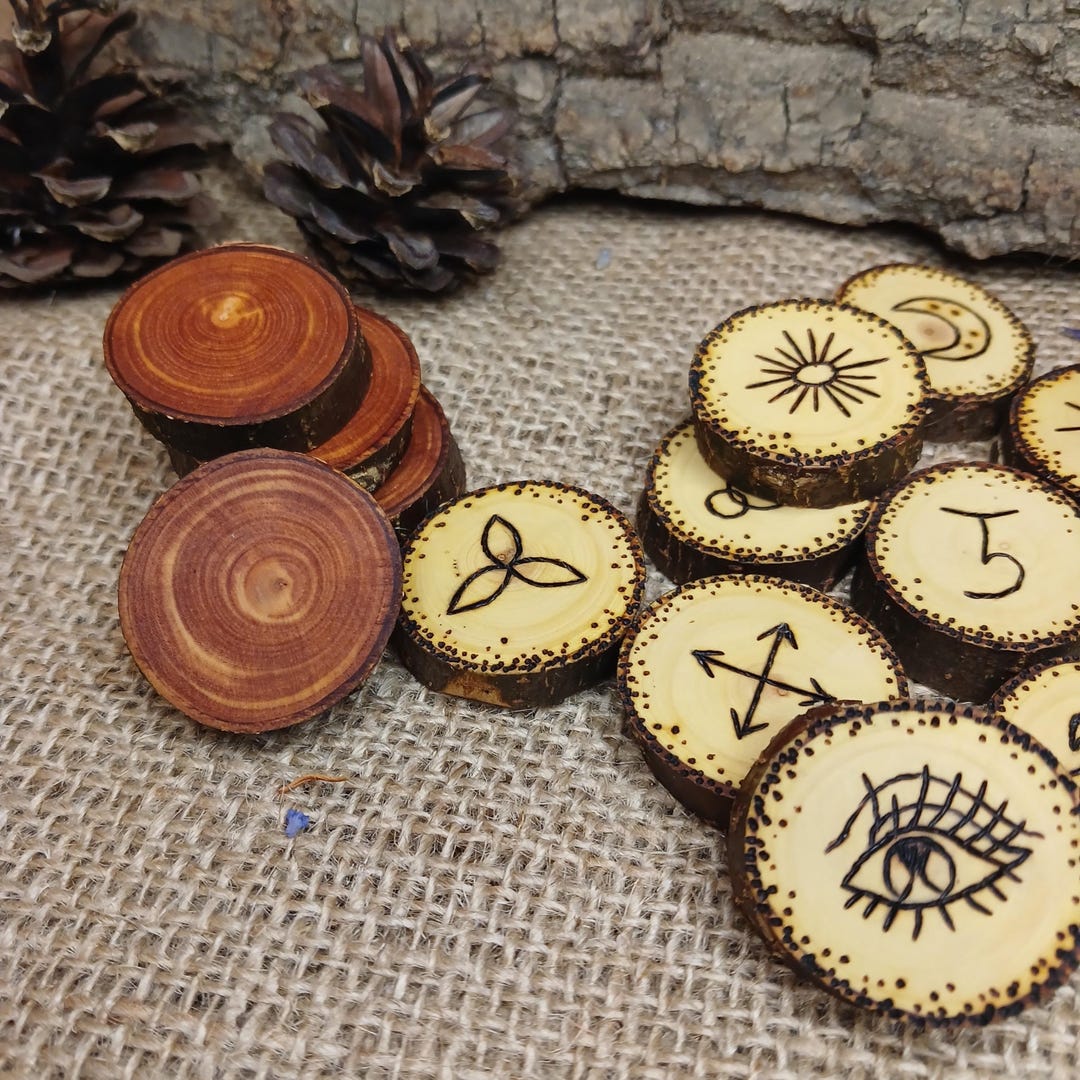13 Witch Runes Set and Grimoire, Maple Wood Divination Tools, Wiccan ...