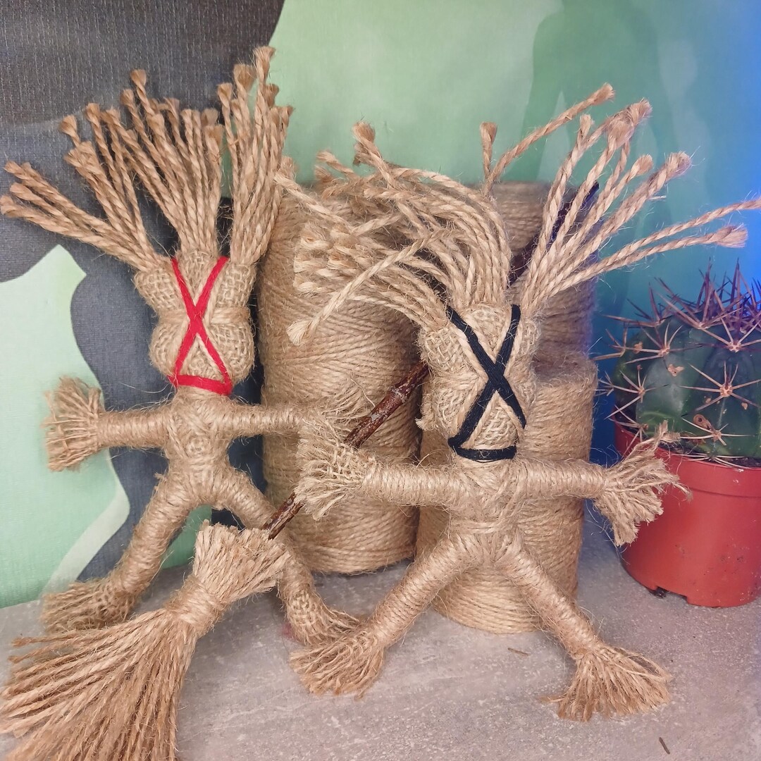 Pair of Jute Art Dolls, Shelf Sitter Primitive Dolls, Cotton ...