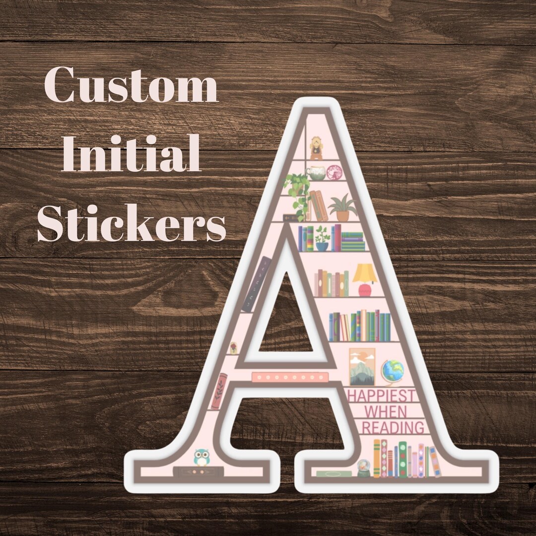 Custom Initial Bookshelf Sticker: Personalized Book Lover Gift - Etsy