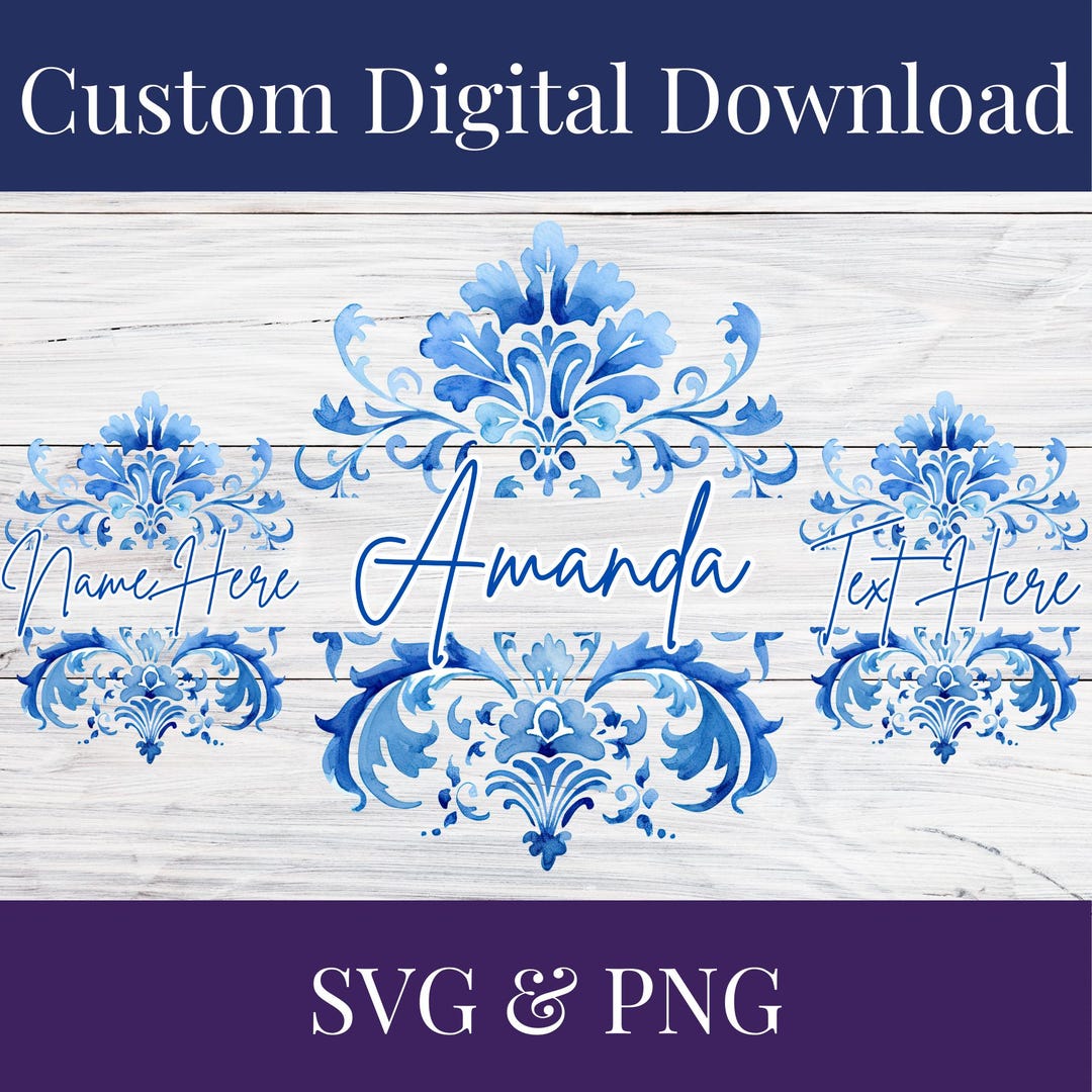 Custom Chinoiserie Split Design SVG & PNG, Custom Download - Etsy