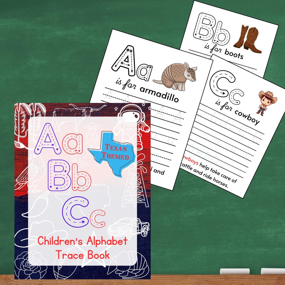 Texas Alphabet Trace Book: Kids' Handwriting Practice (PDF Print) - Etsy