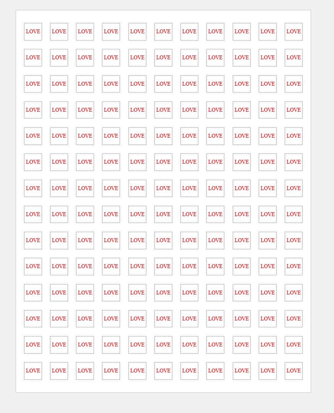 Red LOVE Printable Labels Template – 154 Pre-formatted Half-inch PDF ...
