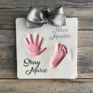Personalized Baby Hand & Footprint Ceramic Keepsake With Name and Age ...