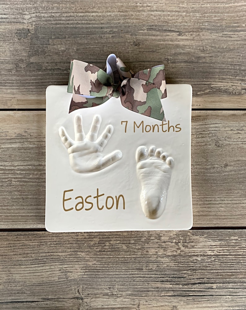 Personalized Baby Hand & Footprint Ceramic Keepsake With Name and Age ...
