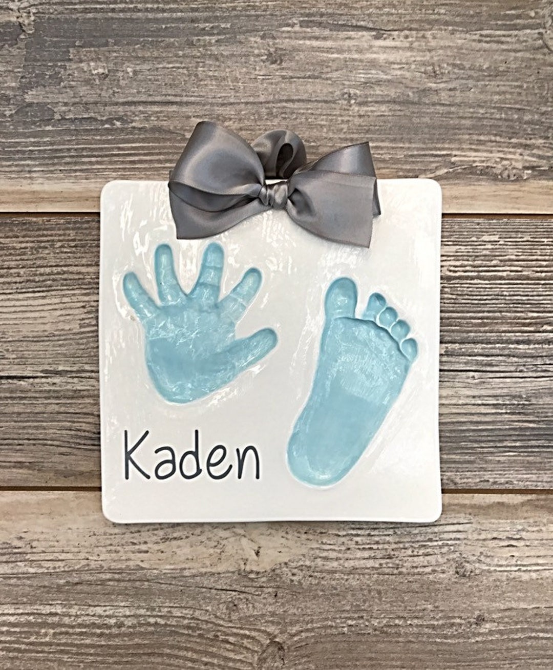 Personalized Baby Handprint Footprint Ceramic Keepsake With Impression ...