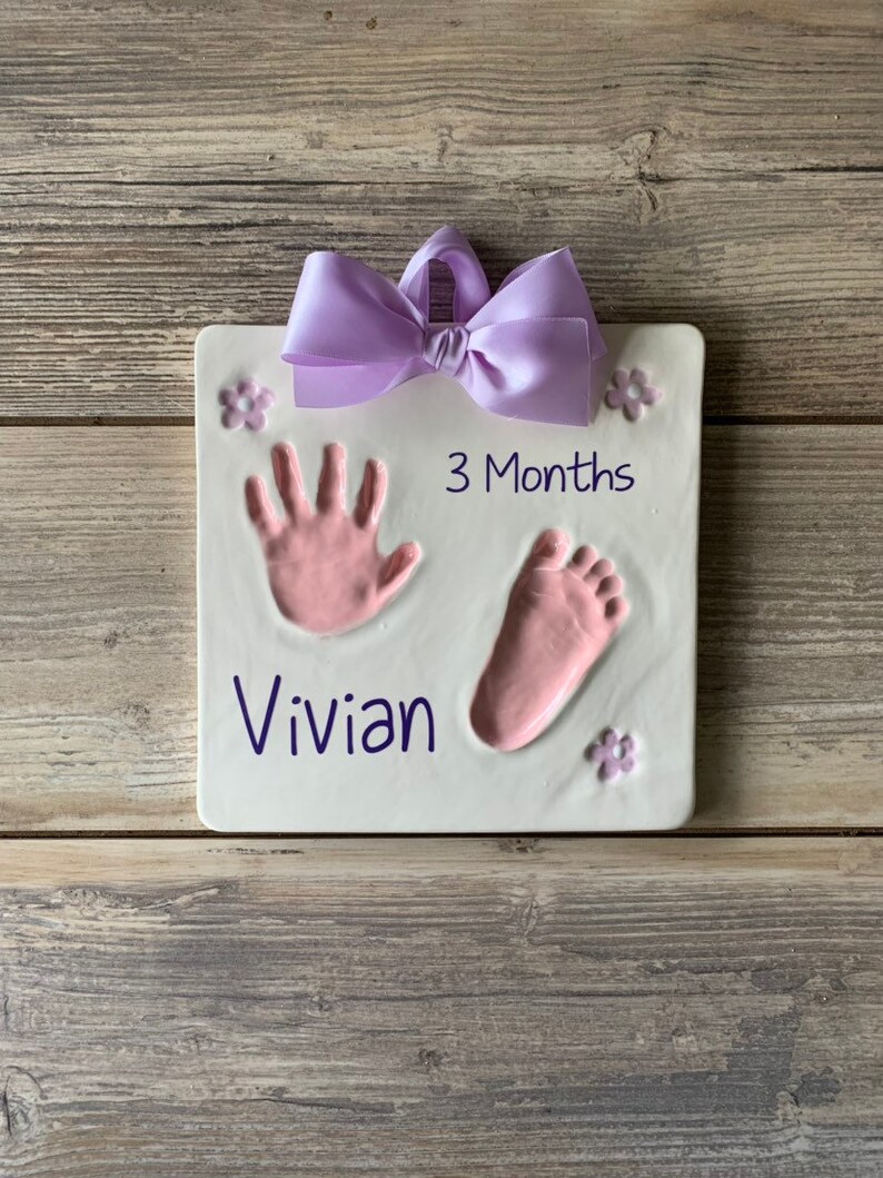 Custom Baby Handprint Footprint Ceramic Keepsake - Newborn Gift - Etsy