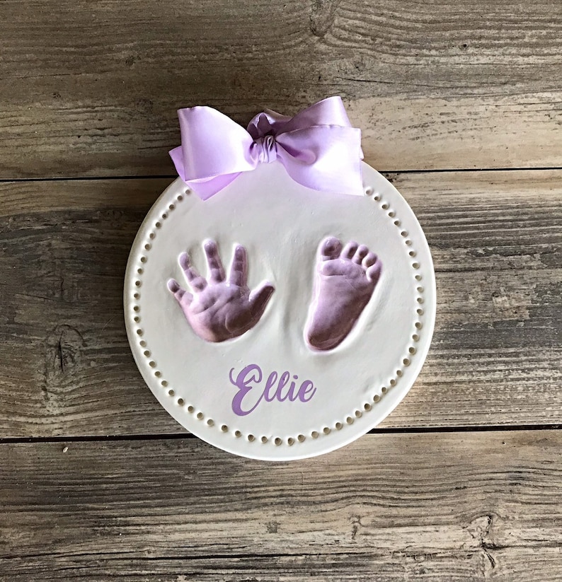Ceramic Baby Handprint & Footprint Keepsake Kit: Dot Border, Infant ...