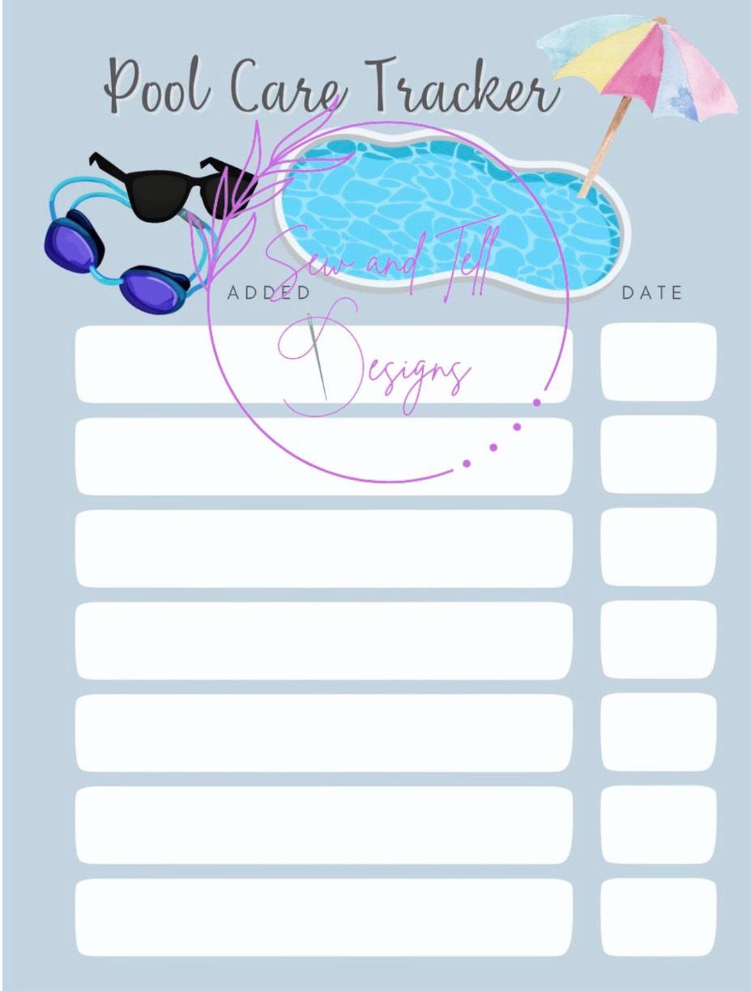 Pool Care Tracker Happy Planner Pages - Etsy