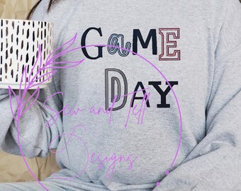 GAME DAY Chenille Yarn Applique Embroidery Machine Design Five Sizes ...