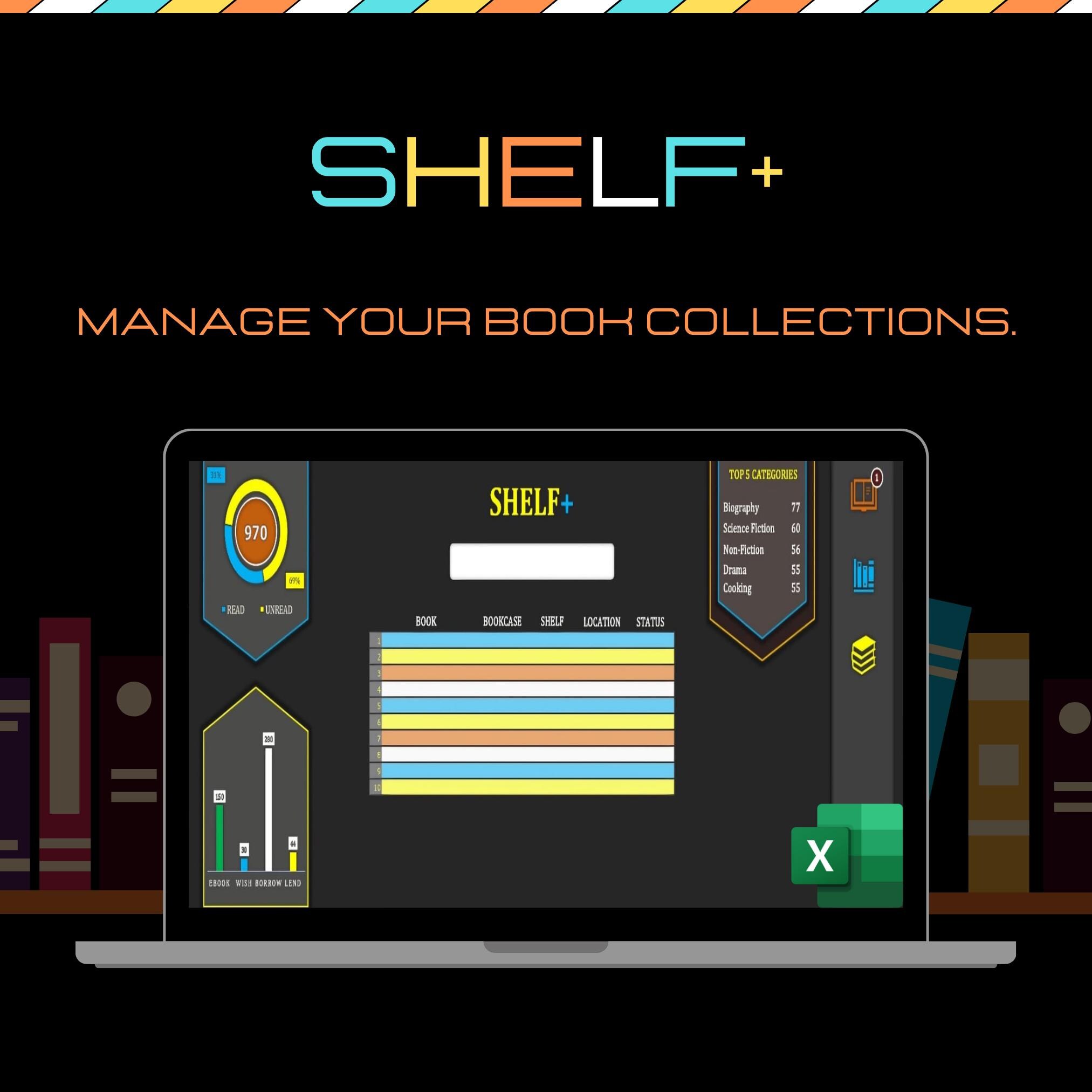 Shelf+ Excel Template for Book Collection Management | Home Library ...