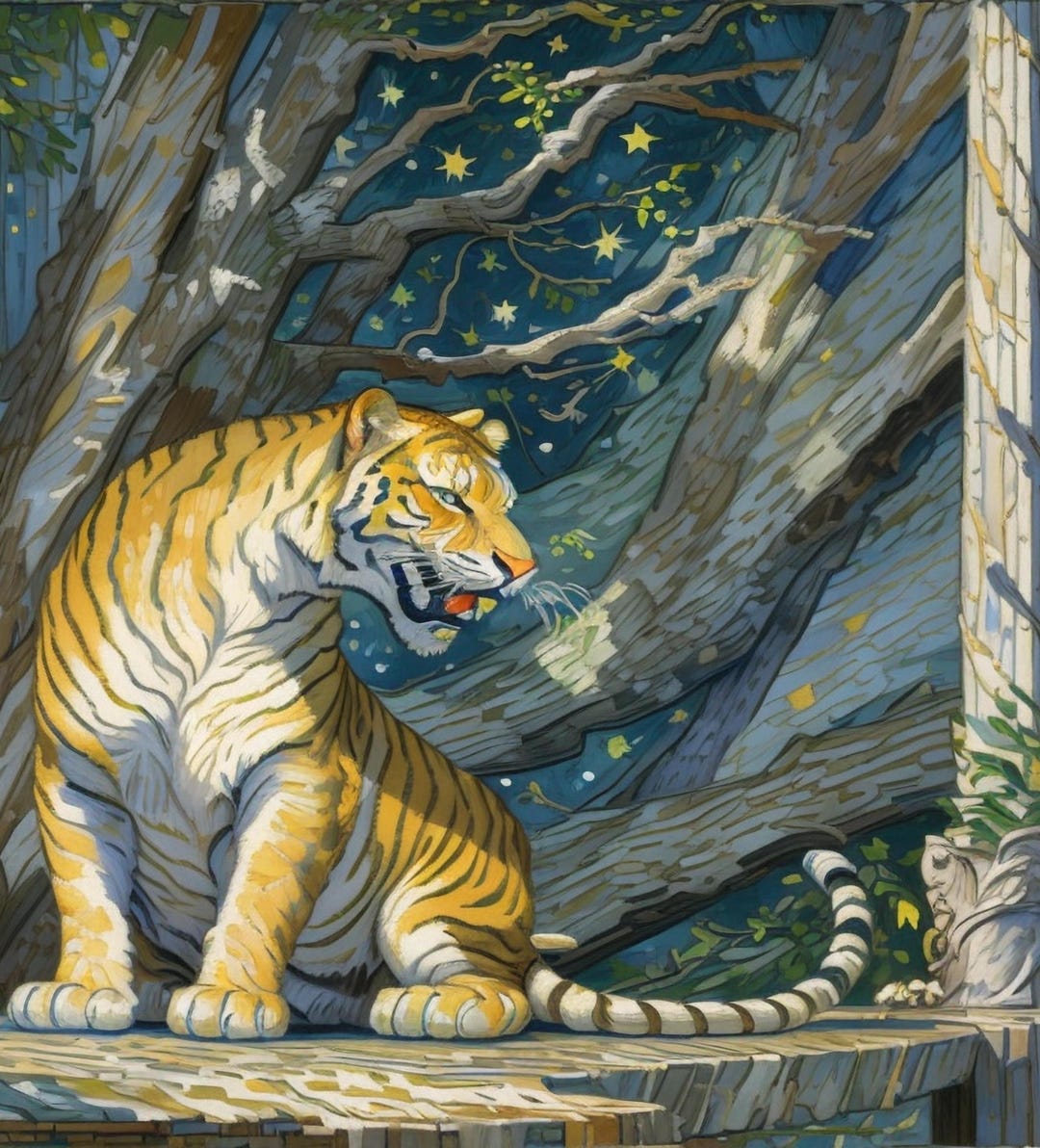 Tiger Under the Tree - Etsy