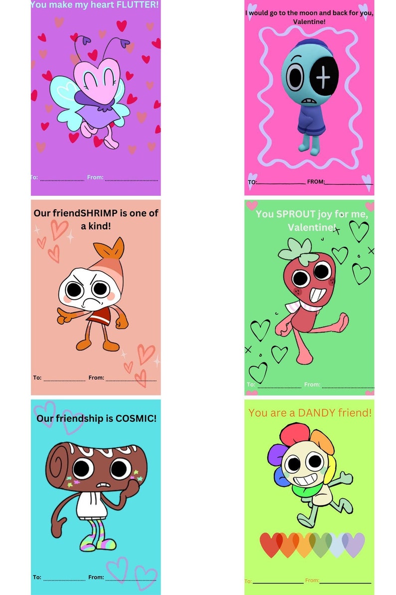 Dandy's World Inspired Printable Valentine's Day Cards - Etsy