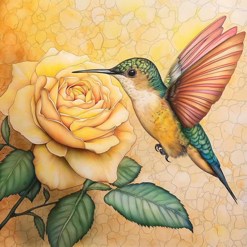 Set of 5 Color Splash Hummingbirds – Vibrant Digital Art Prints of ...