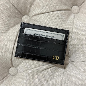 Monogrammed Croc Embossed Vegan Leather Cardholder: Personalized ...