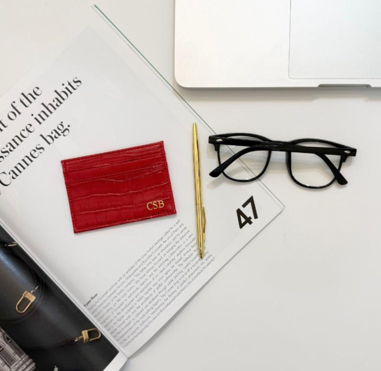 Monogrammed Croc Embossed Vegan Leather Cardholder: Personalized ...