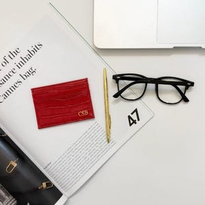 Monogrammed Croc Embossed Vegan Leather Cardholder: Personalized ...