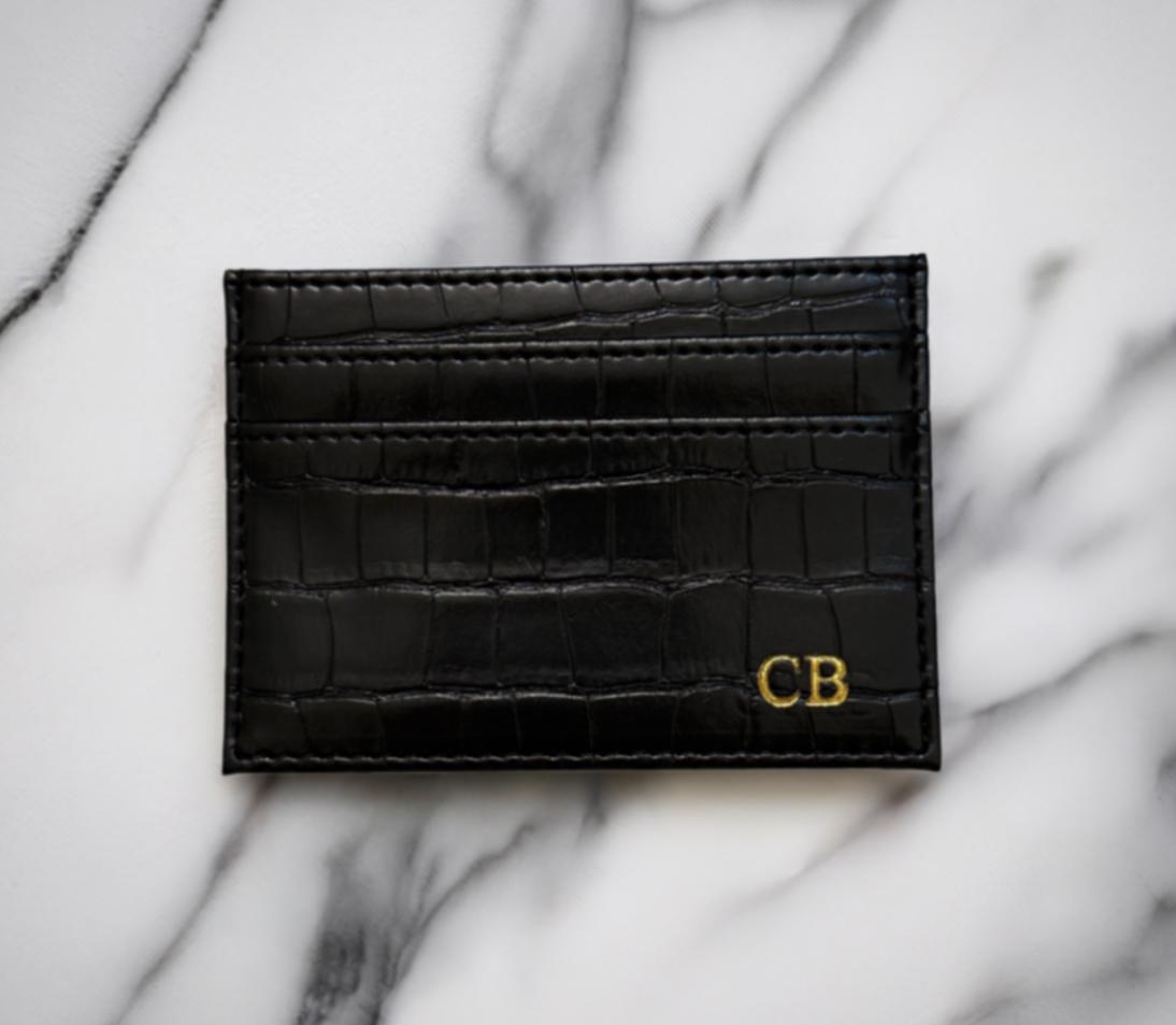 Monogrammed Croc Embossed Vegan Leather Cardholder: Personalized ...