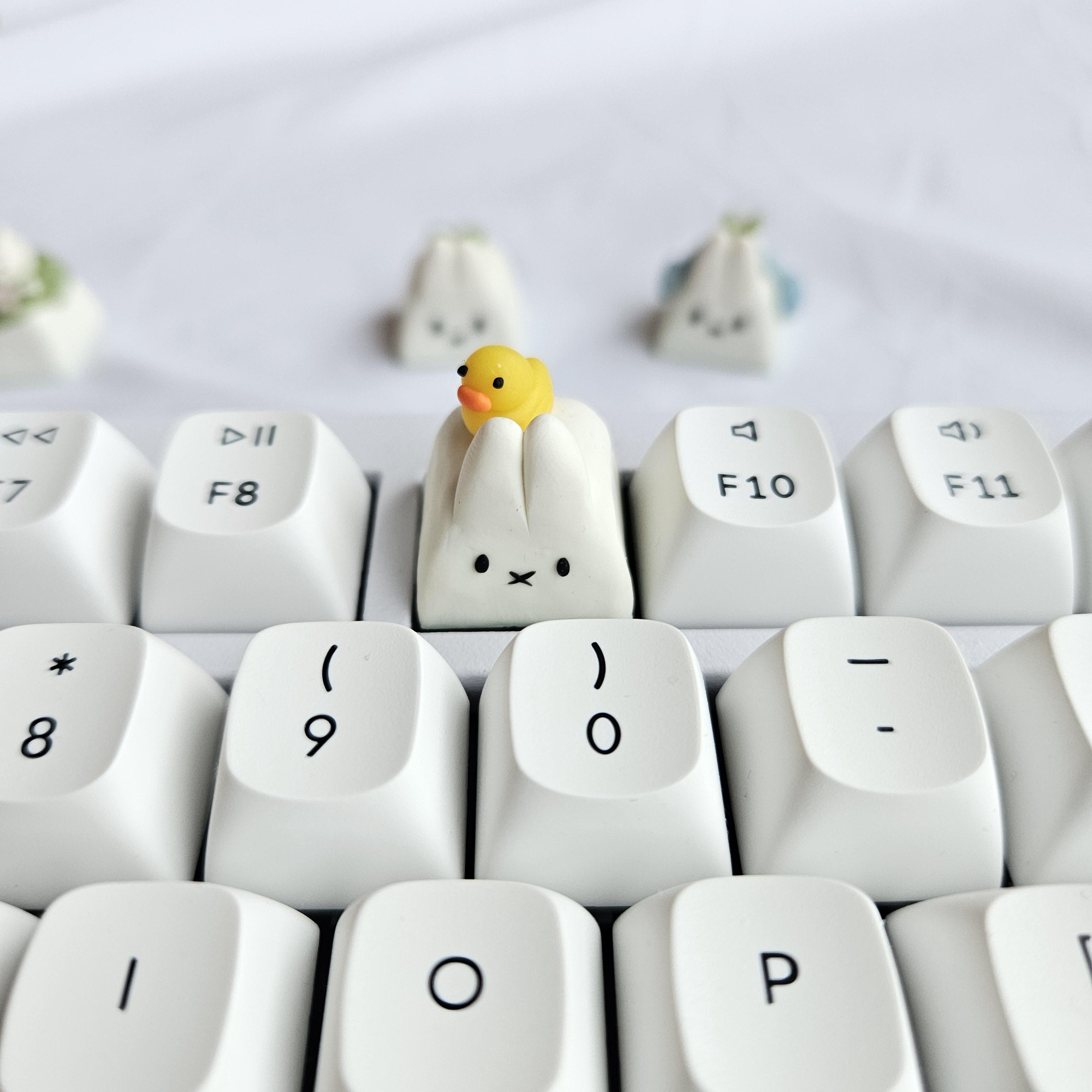 Cute Bunny Keycap, Cute Artisan Keycaps, Handmade Polymer Clay Artisan ...