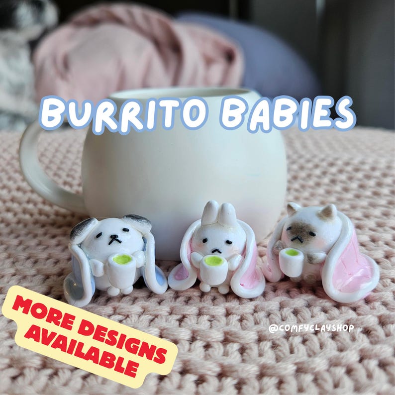 Burrito Babies Desk Buddy – Handmade Polymer Clay Figurine, Desk ...
