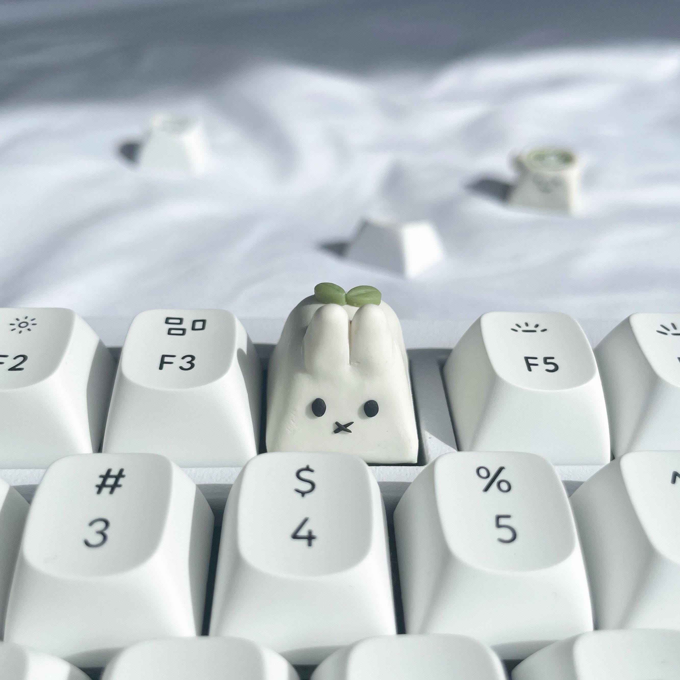 Cute Bunny Keycap, Cute Artisan Keycaps, Handmade Polymer Clay Artisan ...
