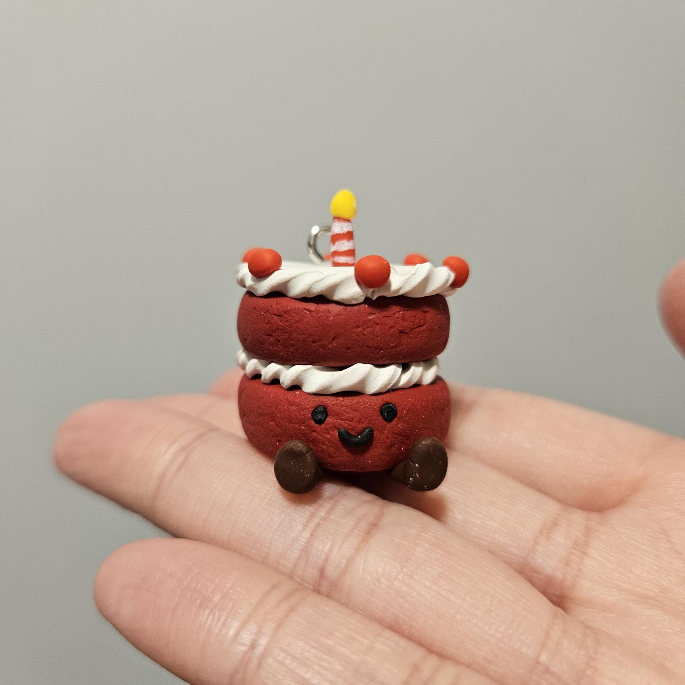 Red Velvet Cake Keychain, Polymer Clay Keychain, Cute Polymer Clay ...