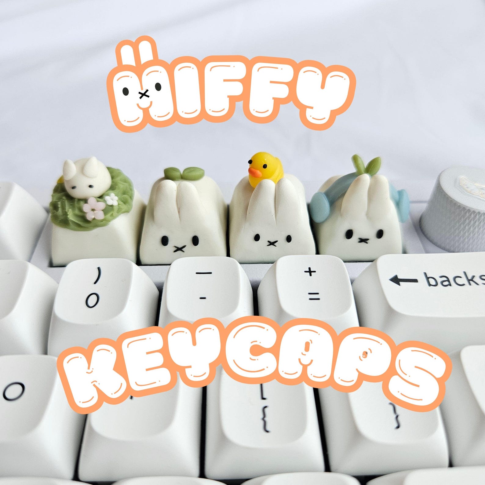 Cute Bunny Keycap, Cute Artisan Keycaps, Handmade Polymer Clay Artisan ...