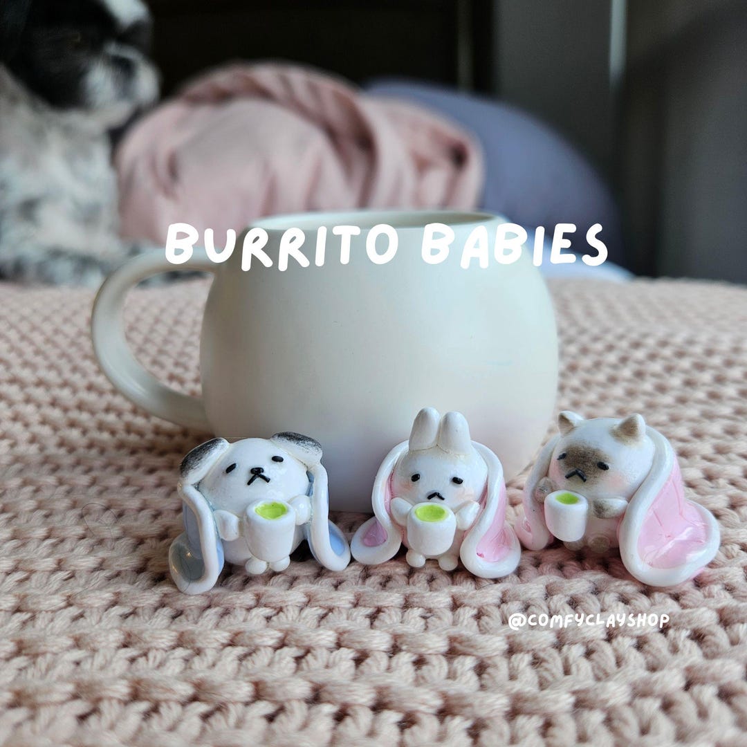 Burrito Babies Desk Buddy- Clay Figurine, Cute Desk Decor, Cute Desk ...