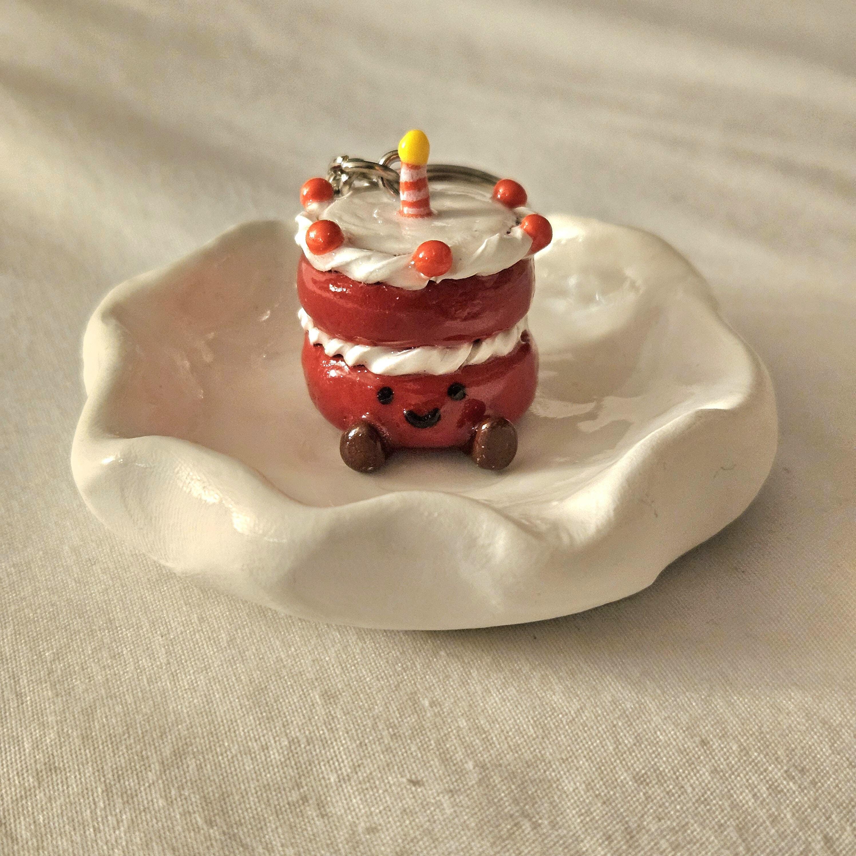 Red Velvet Cake Keychain, Polymer Clay Keychain, Cute Polymer Clay ...