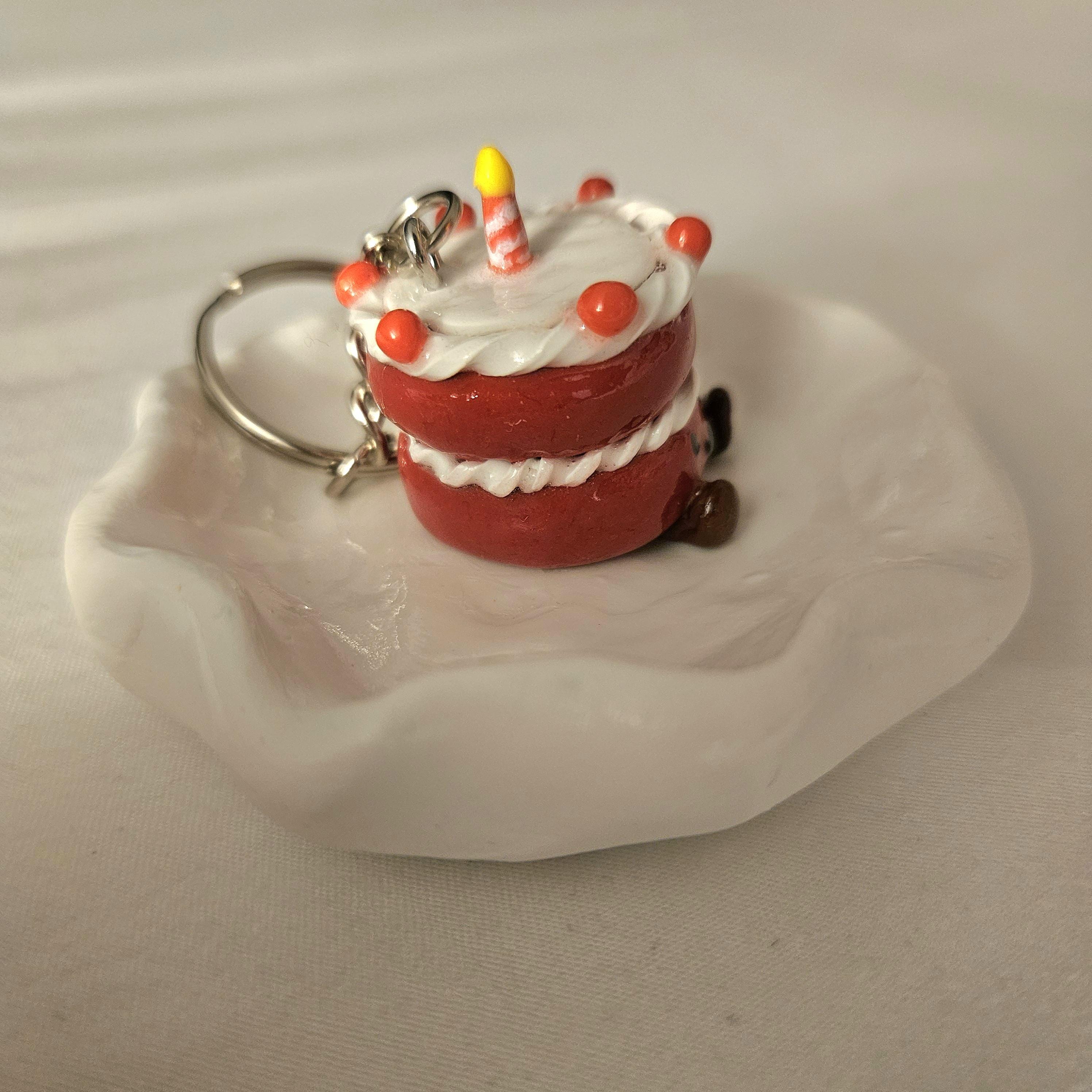 Red Velvet Cake Keychain, Polymer Clay Keychain, Cute Polymer Clay ...