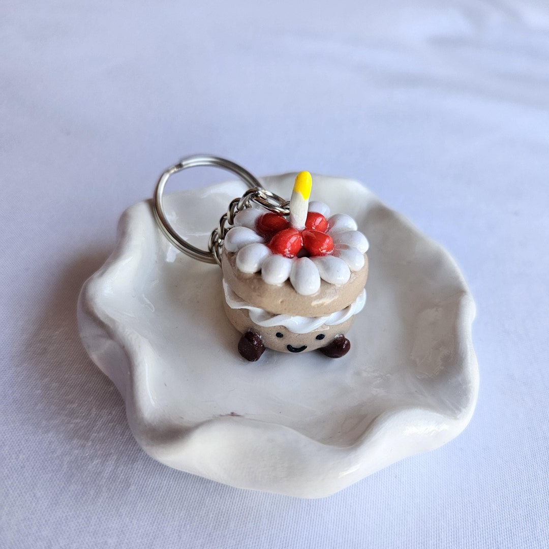 Birthday Cake Charm, Cake Keychain, Handmade Polymer Clay Keychain ...