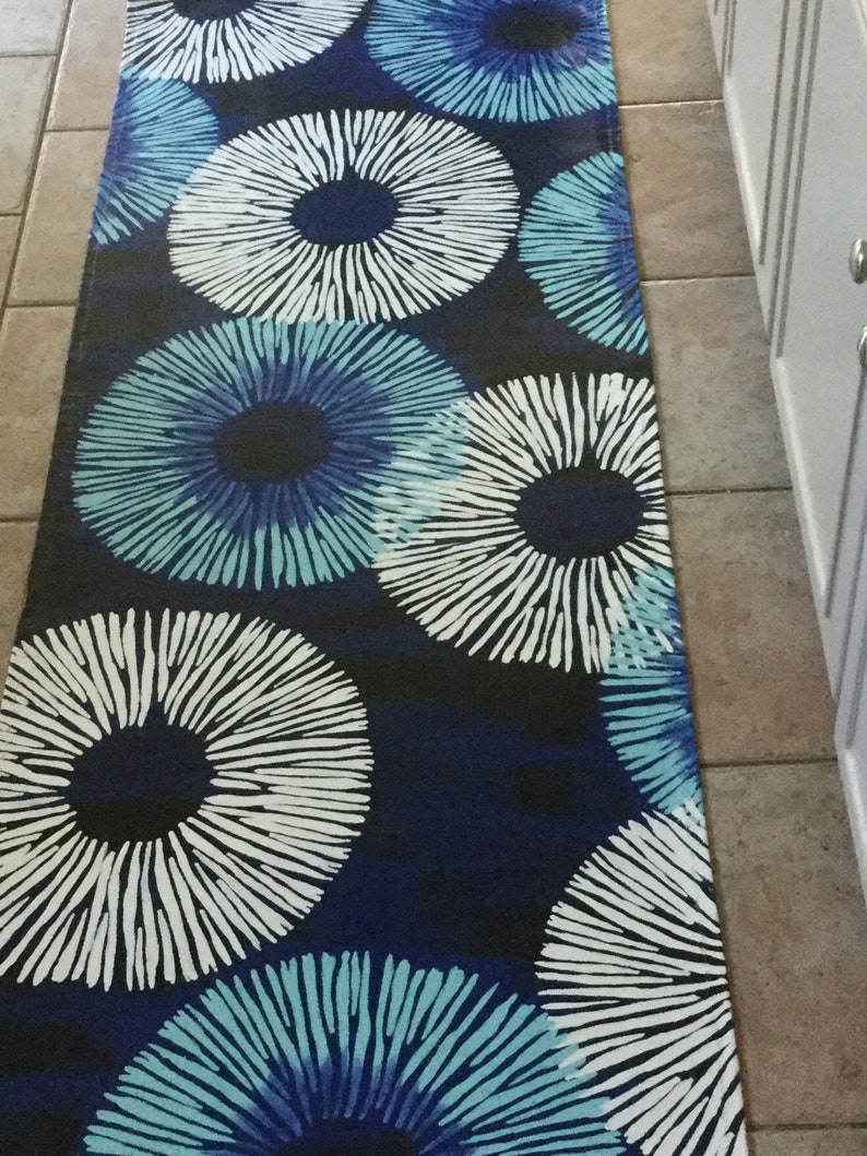 Two Toned Blue Flower Floorcloth | Etsy