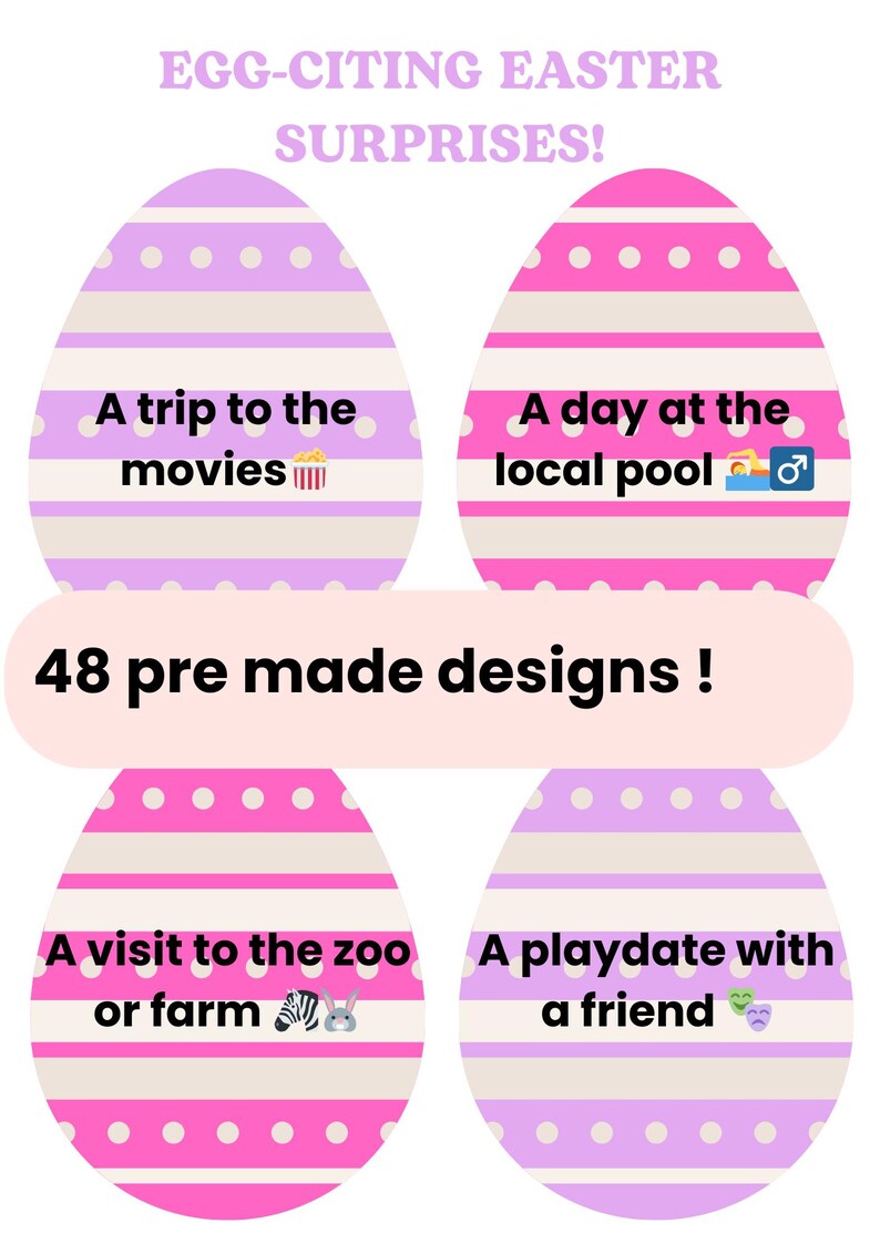 Kids Easter Egg Reward Cards Printable, 48 Easter Coupon Ideas for Kids ...