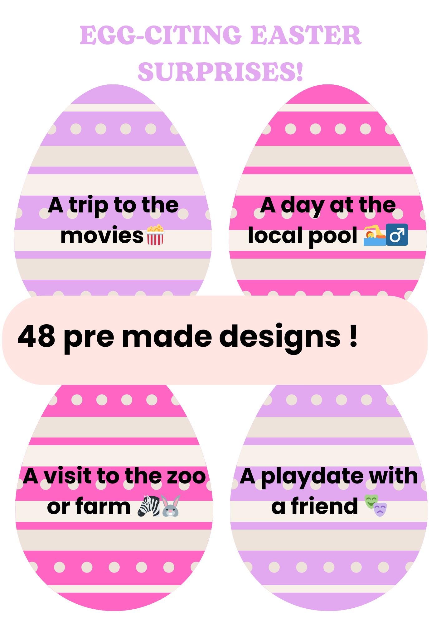Kids Easter Egg Reward Cards Printable, 48 Easter Coupon Ideas for Kids ...