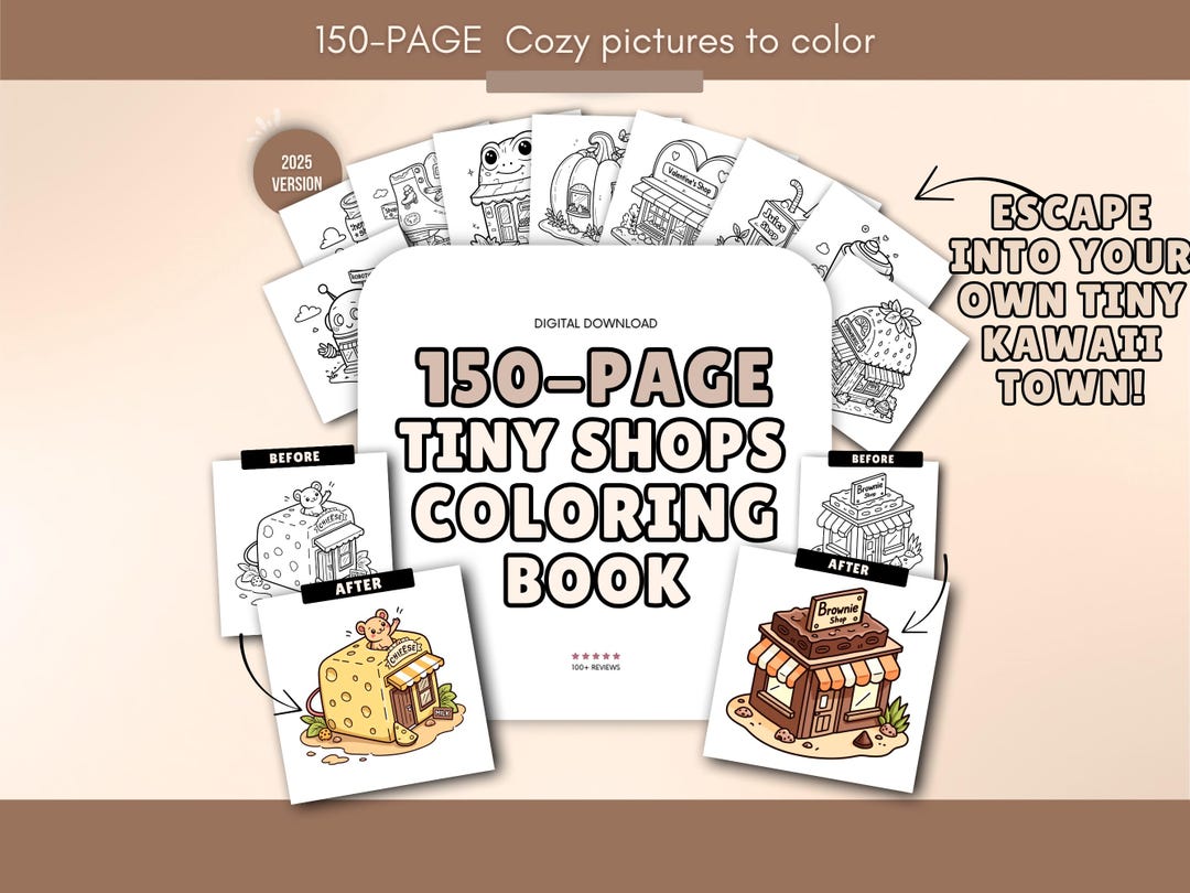Tiny Shops Coloring Book PDF – 150 Mini Storefront Pages Kawaii ...