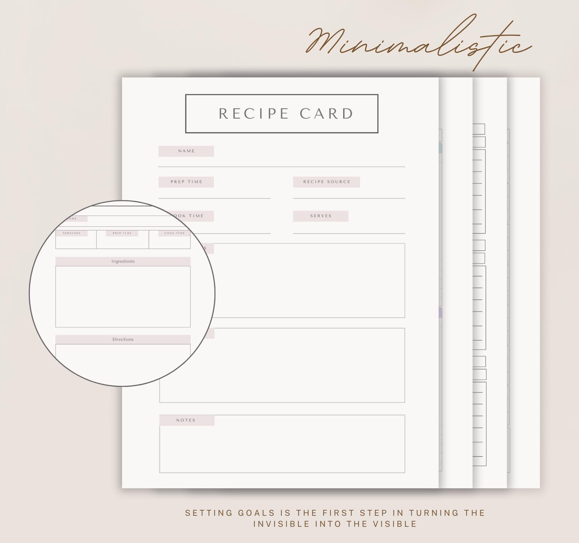 Recipe Card Bundle & Planner | Printable Recipe Organizer | Digital ...