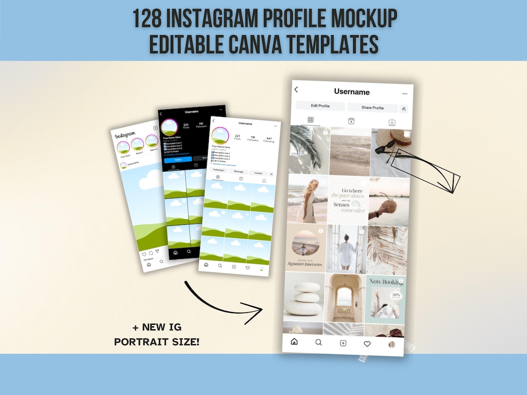 128 Instagram Profile Templates, Editable Social Media Branding Kit for ...