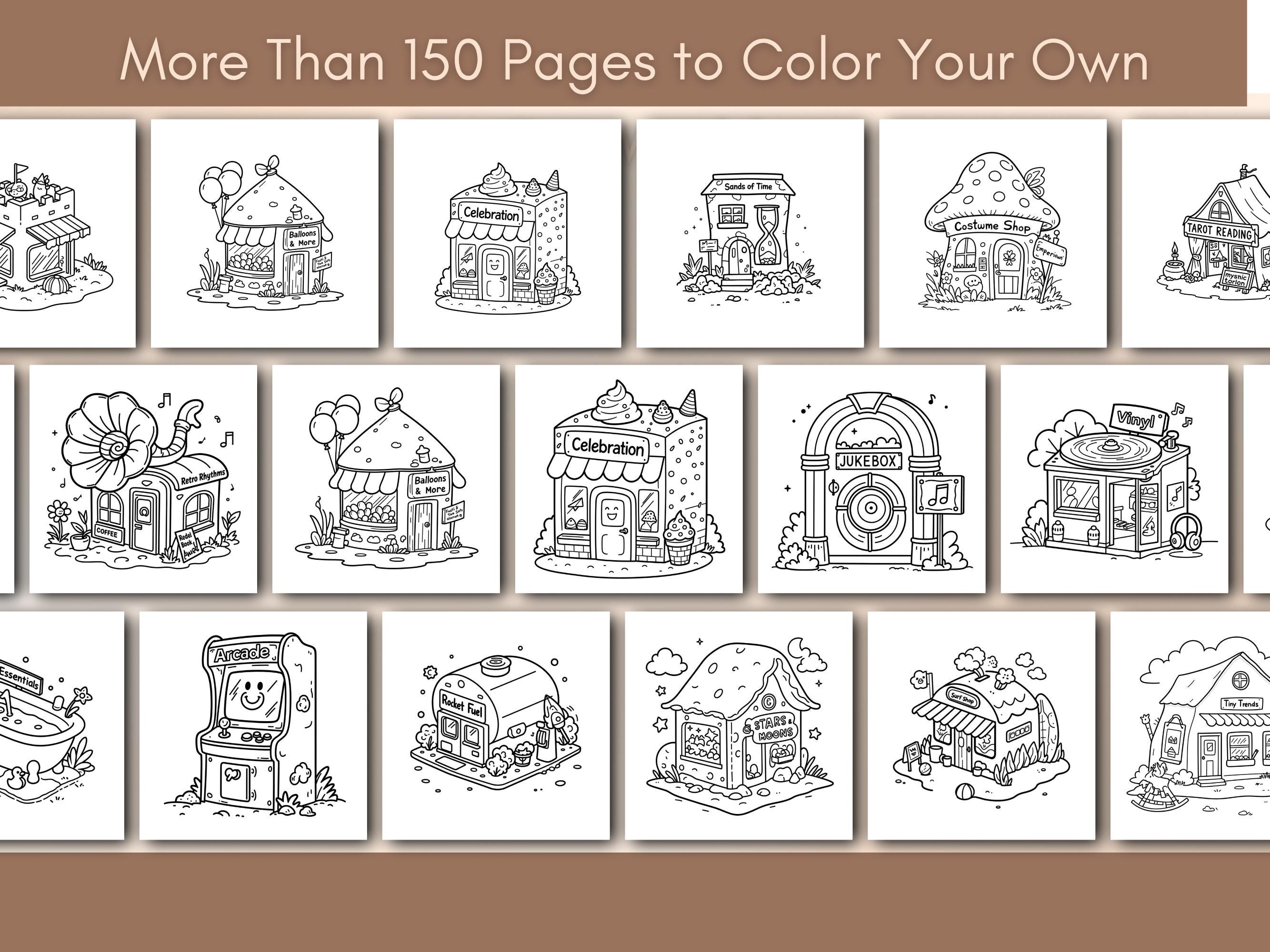 Tiny Shops Coloring Book PDF – 150 Mini Storefront Pages Kawaii ...